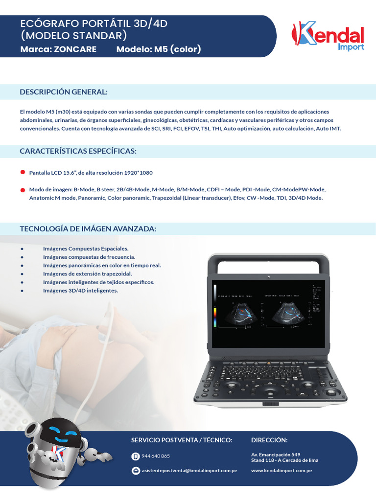 Ecografo Portatil Zoncare M5 A Color Humano | PDF | Ultrasonido | Sonido