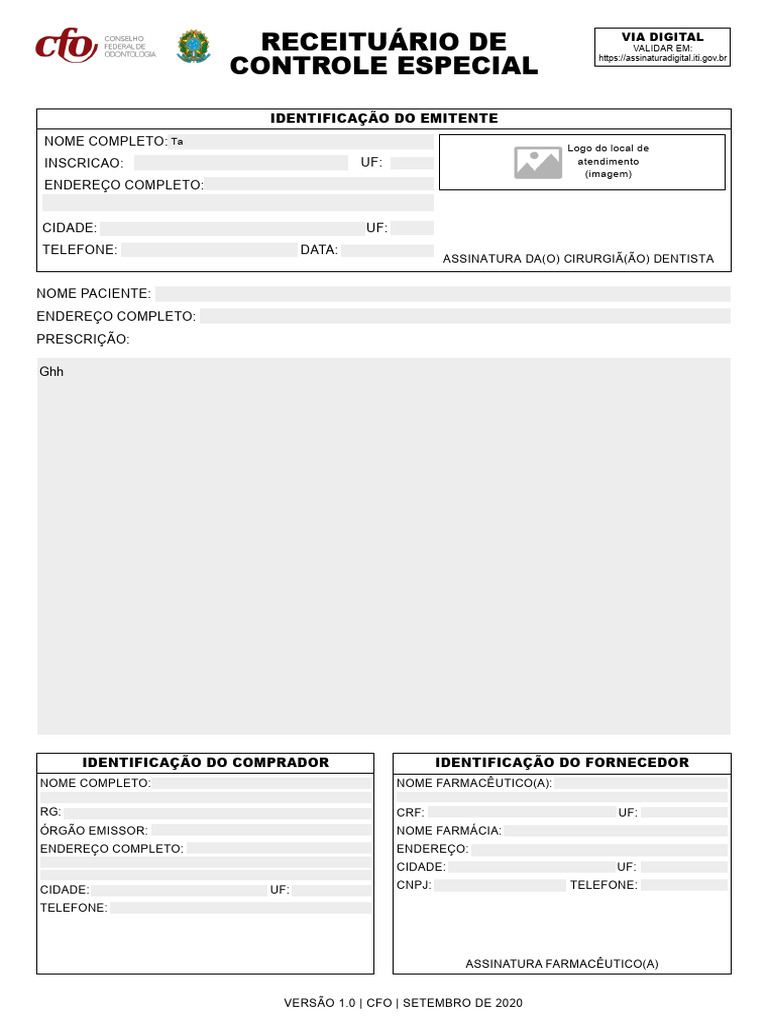 Receituario de Controle Especial | PDF | Receita médica | Farmacêutico