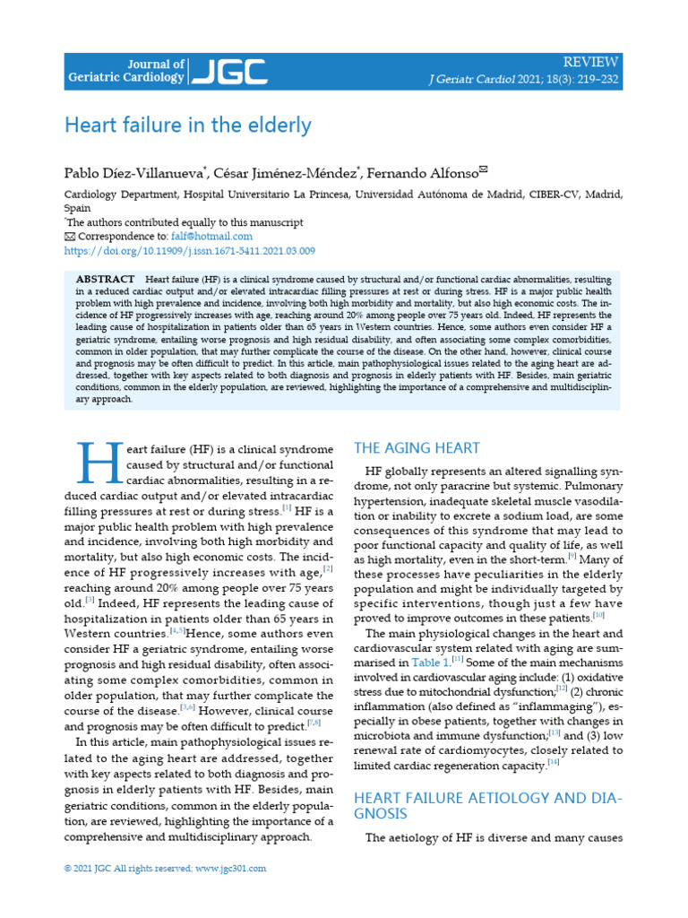 Heart Failure in Elderly Patients: Overview | PDF | Heart Failure ...
