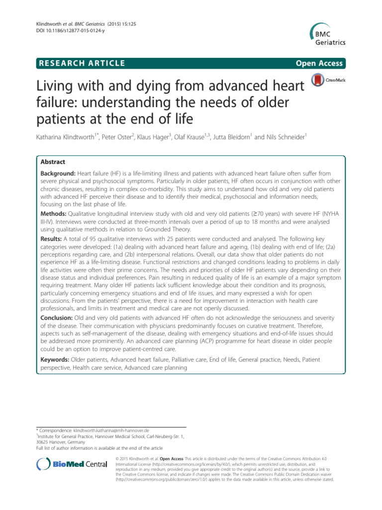 Living With and Dying From Advanced Heart Failure - Understanding The ...