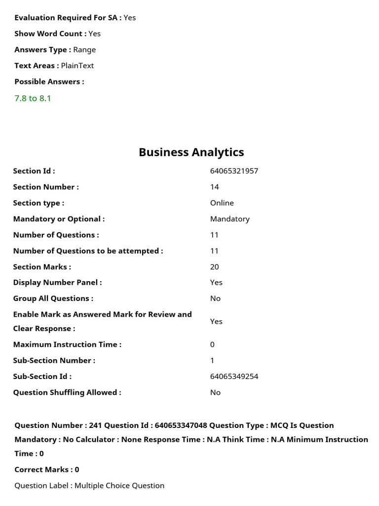 Business Analytics Exam Details | PDF | Demand | Chi Squared Test
