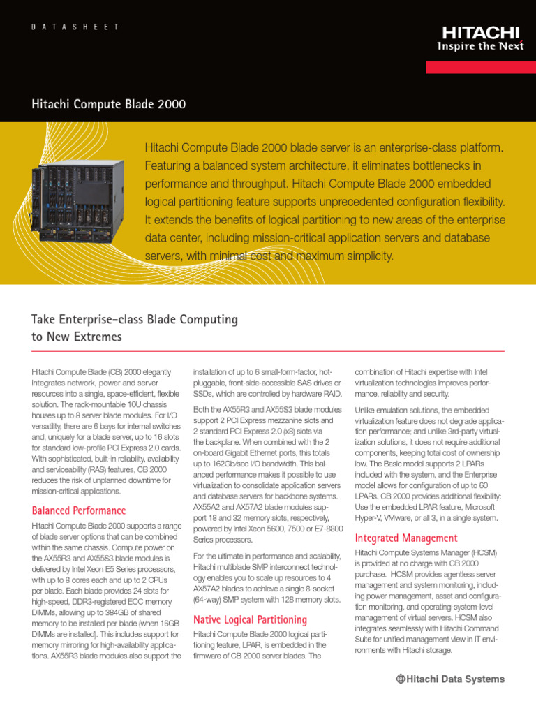 Hitachi Compute Blade 2000 Overview | PDF | Computing | Computer Hardware