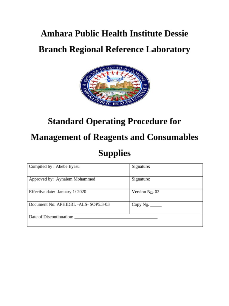 5.3-03 SOP For Management of Reagents and Consumable Supplies | PDF ...