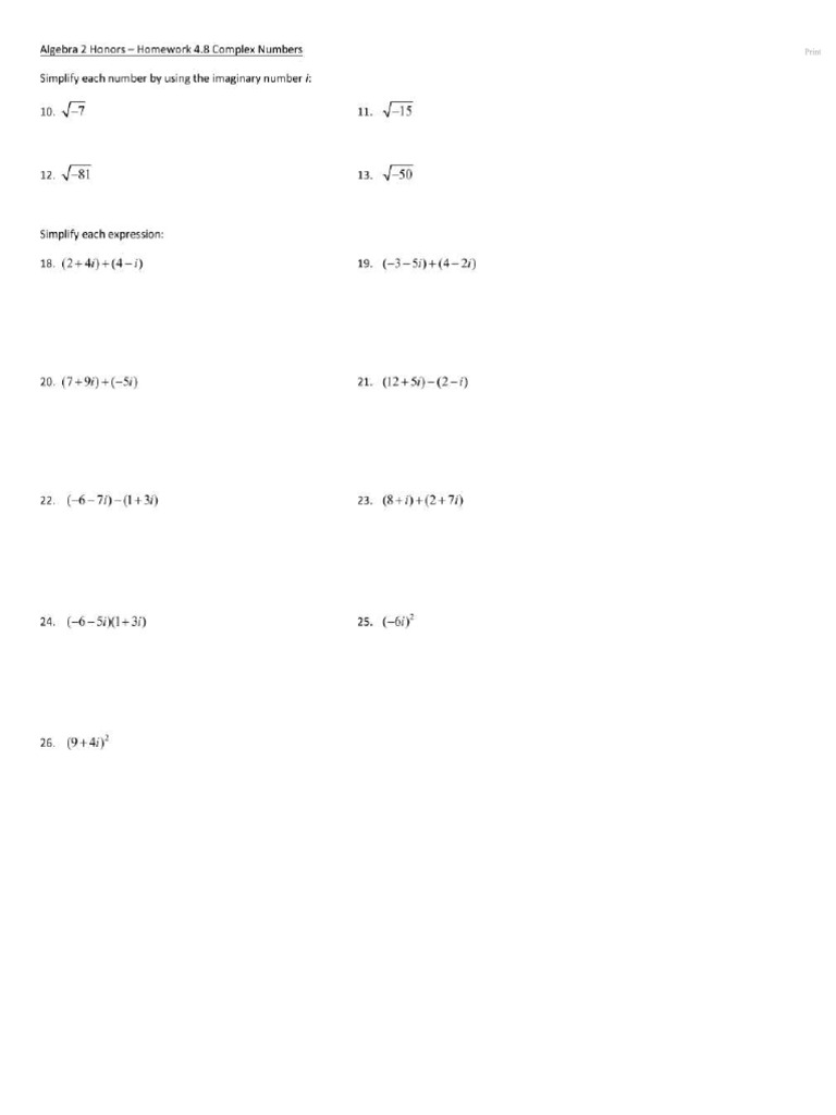 4-8_Complex_Numbers_Homework_WS | PDF