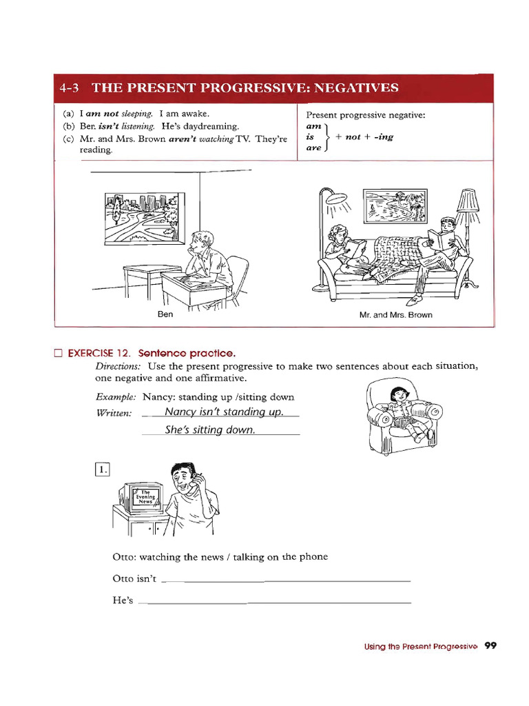 Present Progressive - Negative | PDF