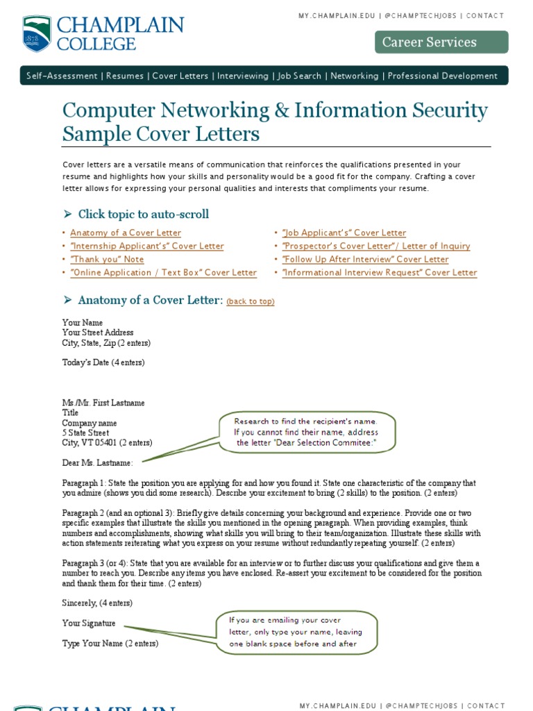 Cybersecurity Internship Cover Letters | PDF | Résumé | Information ...