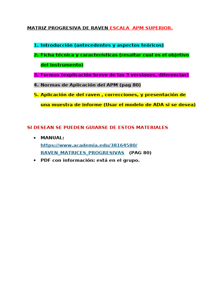 Matriz Progresiva de Raven Reparticion | PDF