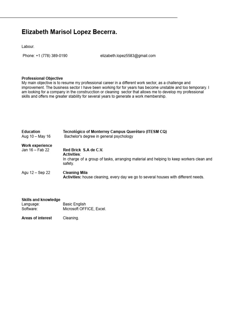 Resume Elizabeth Lopez | PDF