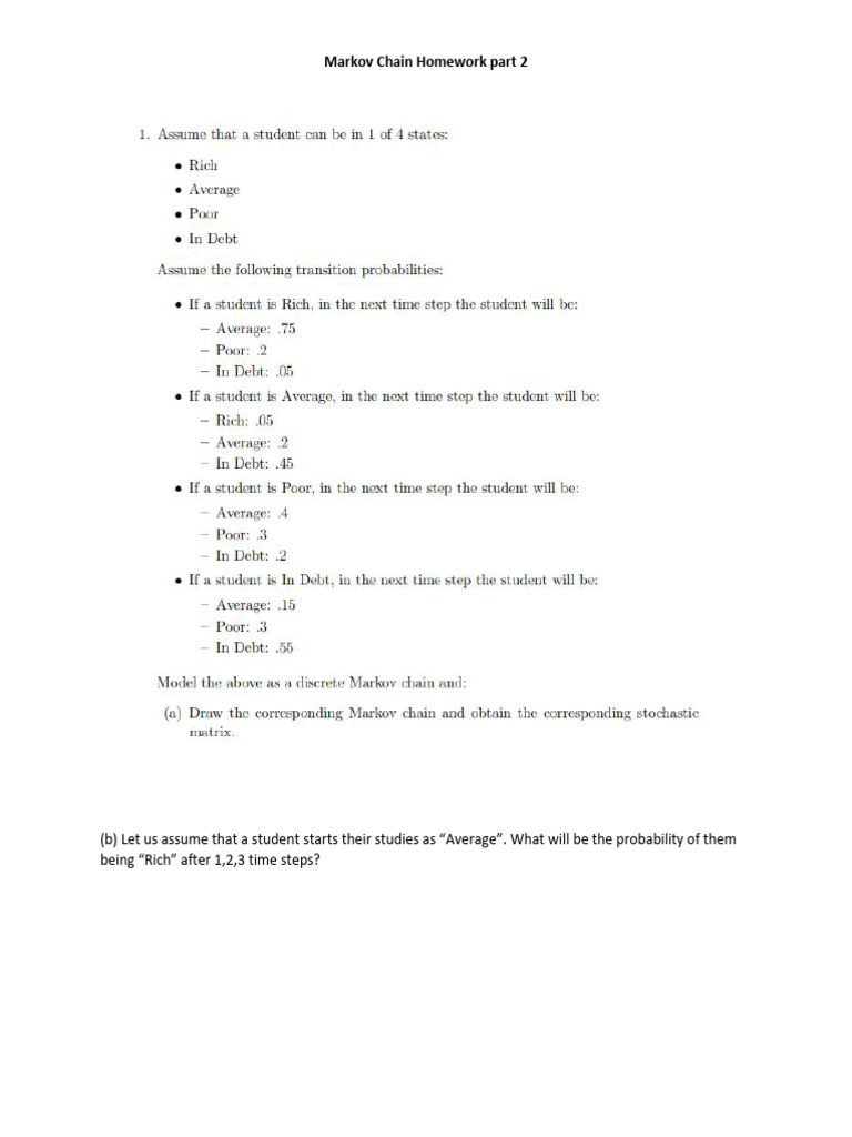 Markov Chain Homework Part 2 | PDF
