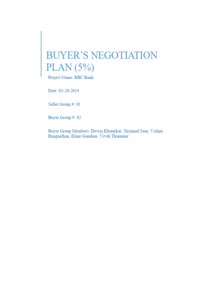 Negotiation Plan | PDF | Business