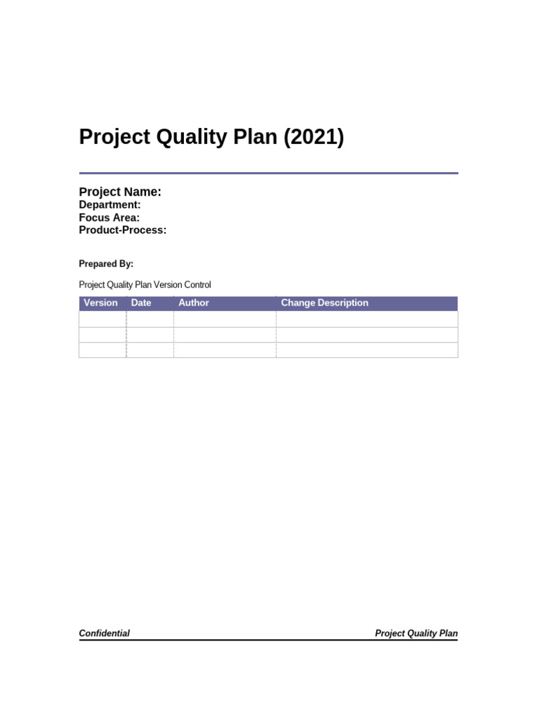 Project Quality Plan Template | PDF | Quality Management | Risk