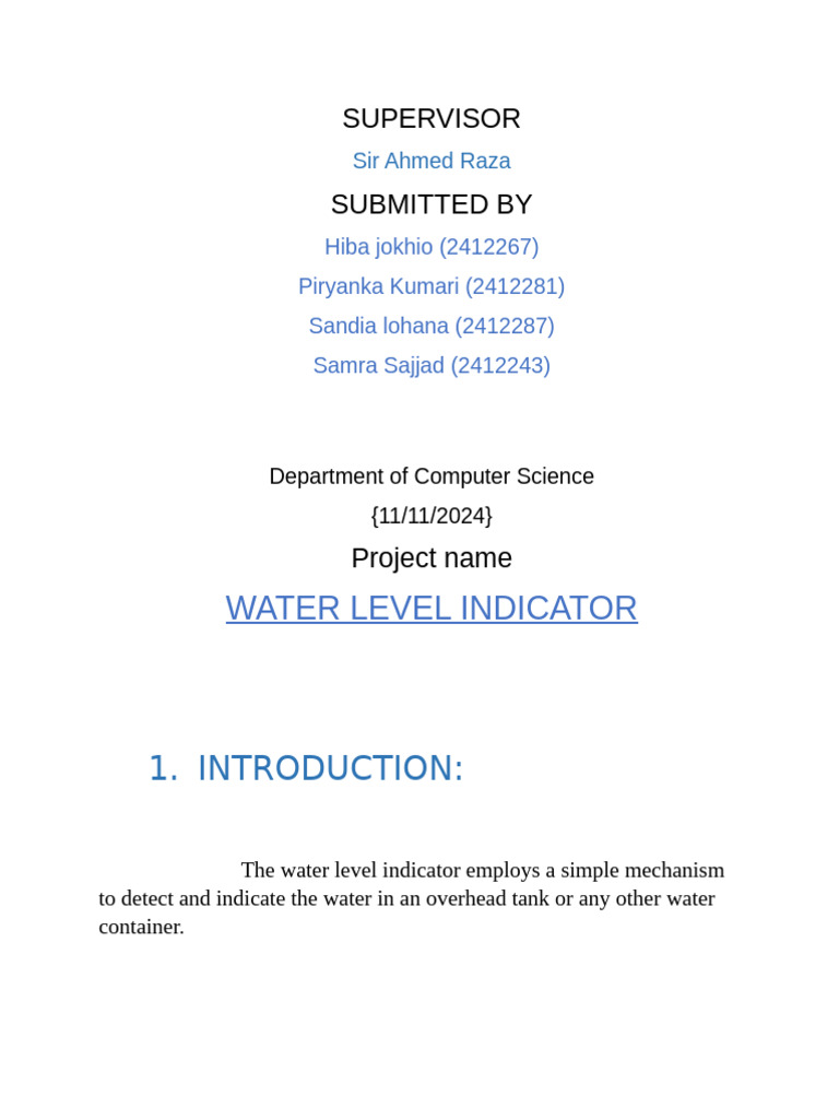 Report (Water Level Indicator) | PDF | Transistor | Light Emitting Diode