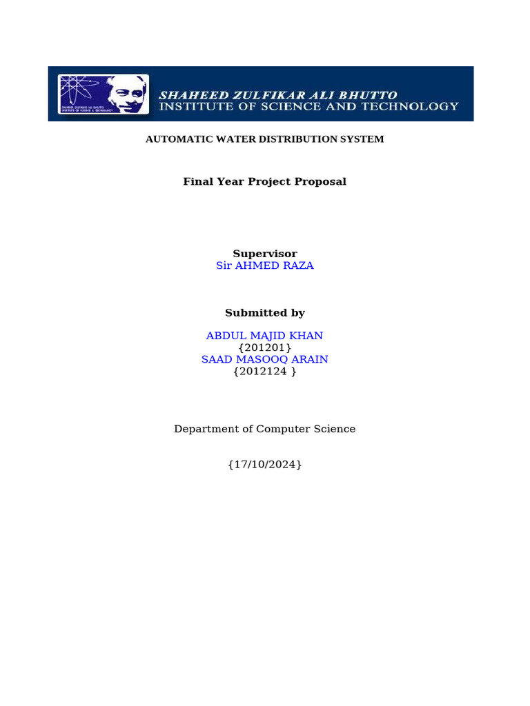 Project-Proposal-2012101, 2012124 | PDF | Water | Water Supply