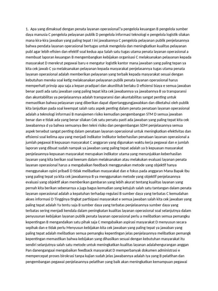 Soal p3k Penata Layanan Ops Part 1 | PDF