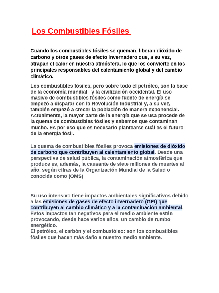 Los Combustibles Fósiles | PDF | Finanzas y dinero | Política