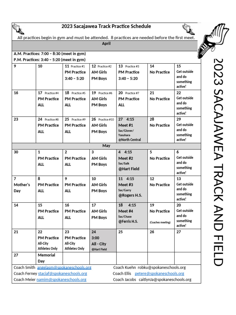 2023 Track Practice Schedule | PDF