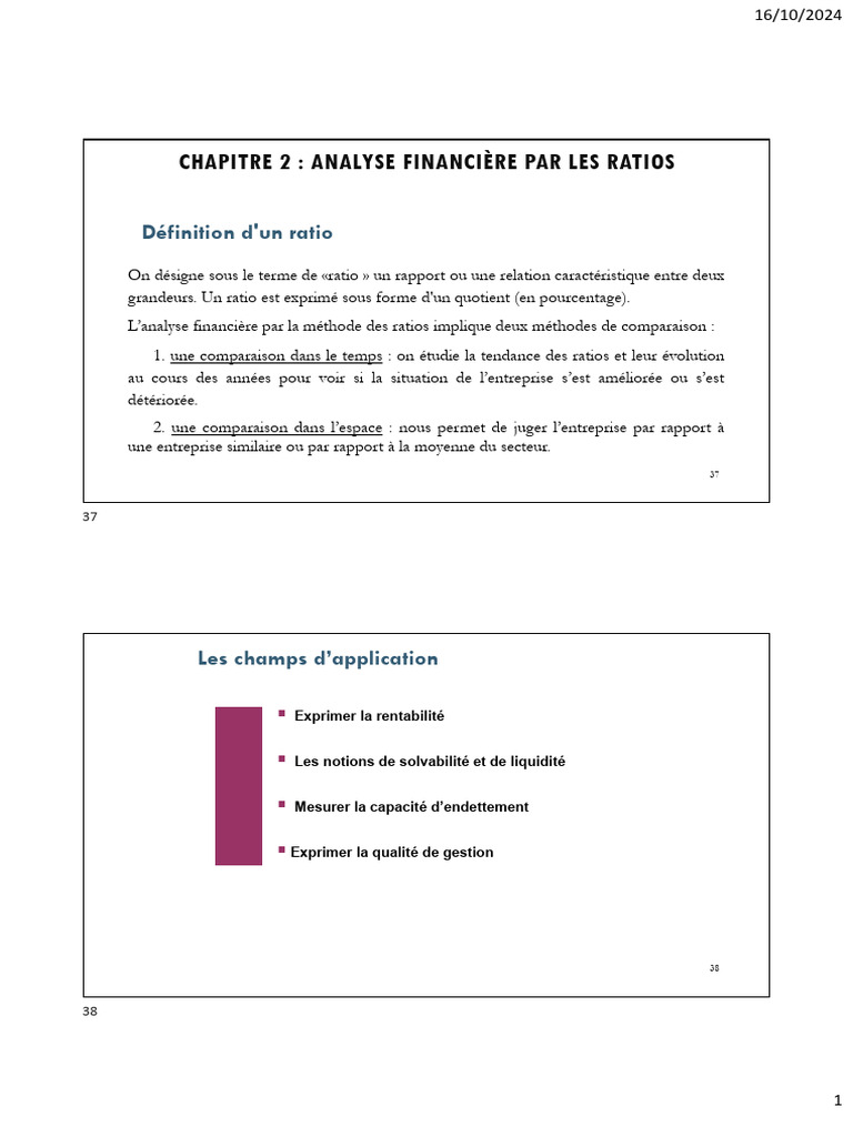 Analyse Financière CH2 | PDF | Capitaux propres | Ratio financier