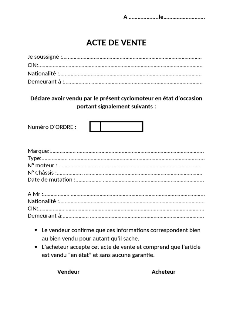 Acte de Vente | PDF