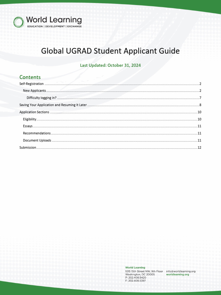 Global UGRAD Application Guide | PDF | Login | Password