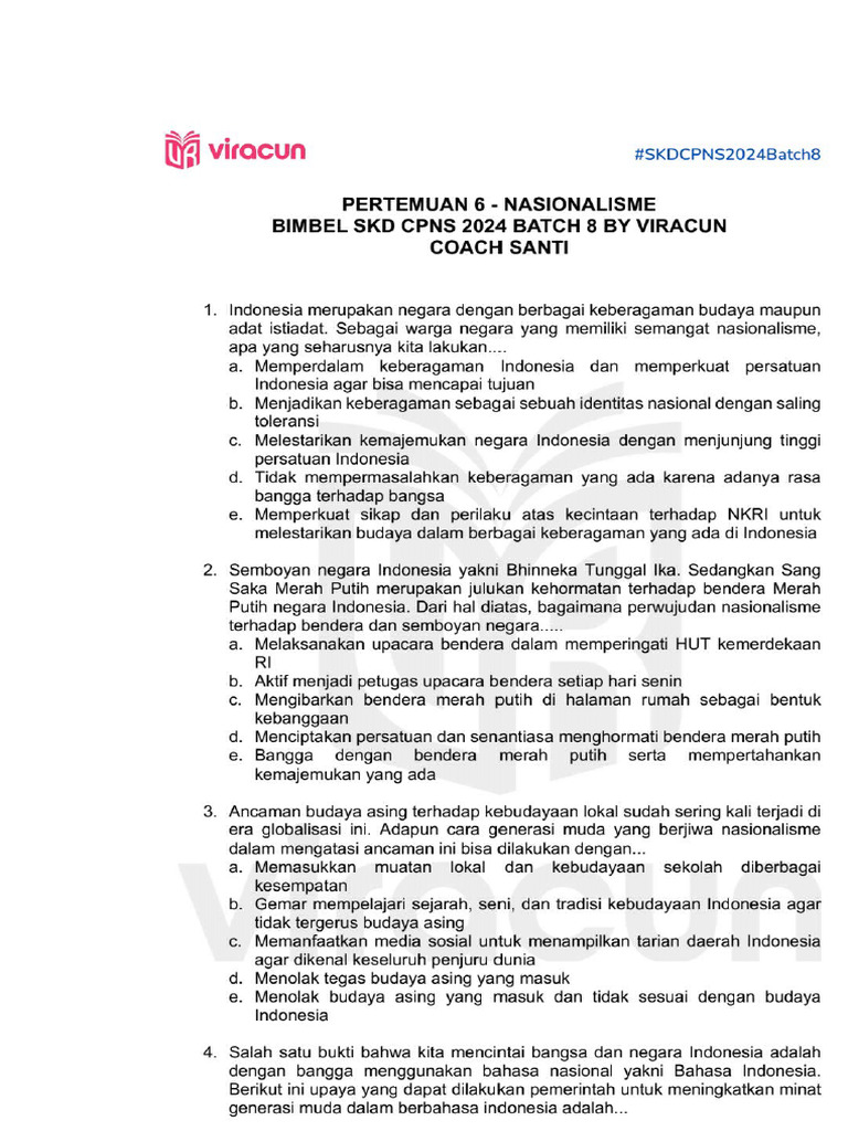6 Latihan Nasionalisme - Viracun Batch 8-1 - 241004 - 231630 | PDF