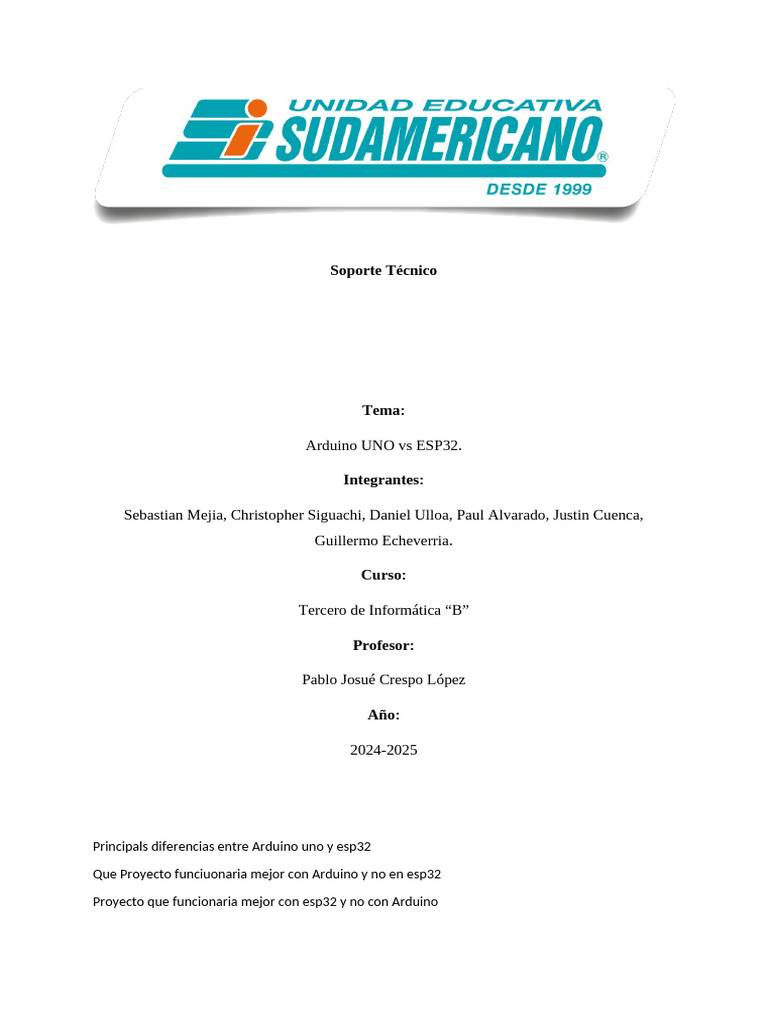 Soporte Tecnico Ardu Vs Esp | PDF | Arduino | Microcontrolador