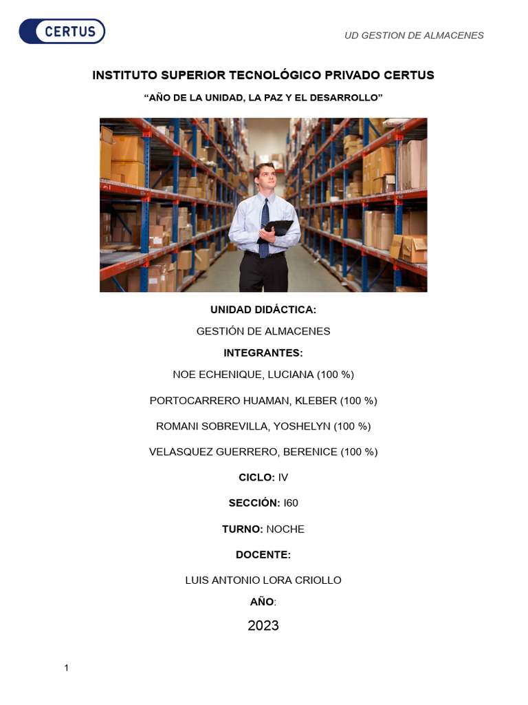 Aa2 Gesti N de Almacenes PDF | PDF | Almacén | Identificación de frecuencia de radio