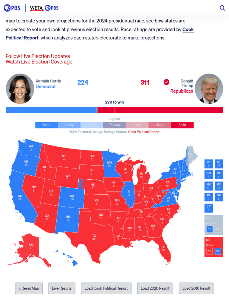 2024 Electoral College Map PBS News | PDF | Federal Elections Of The ...