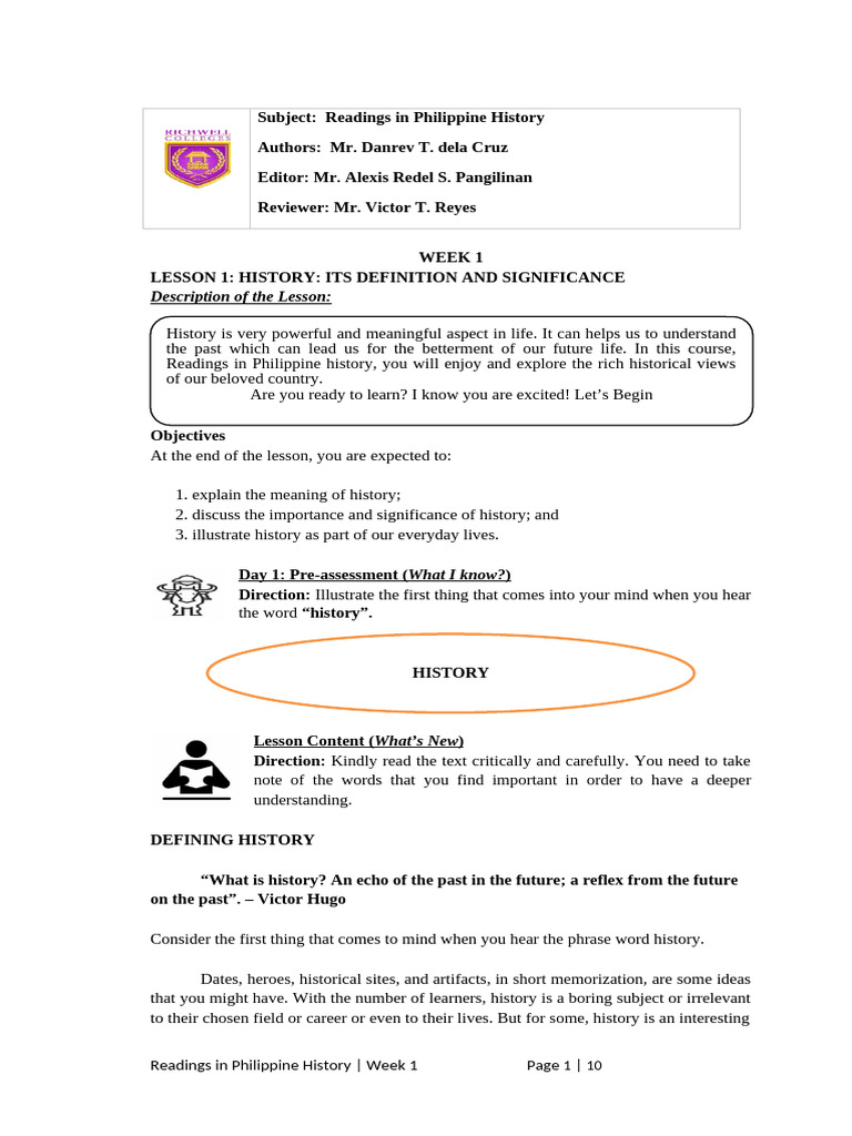 RPH Week 1 | PDF | Reason | Experience