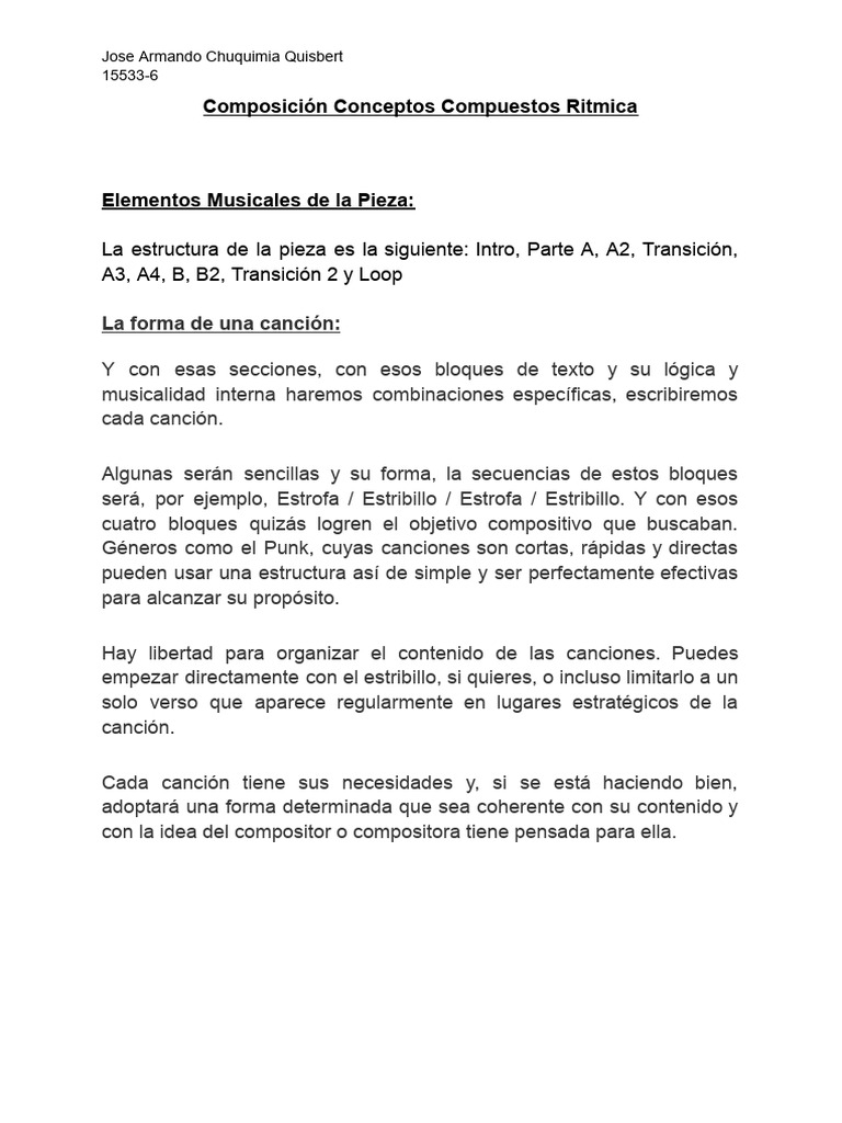 Concepto Compuesto Ritmica | PDF | Ritmo | Canciones