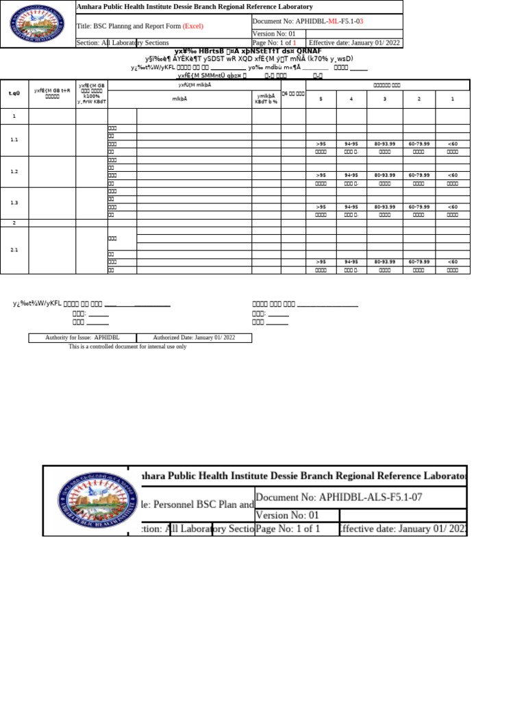 ML-F5.1-03 BSC Planning and Report Form - (Excel) .New XML | PDF