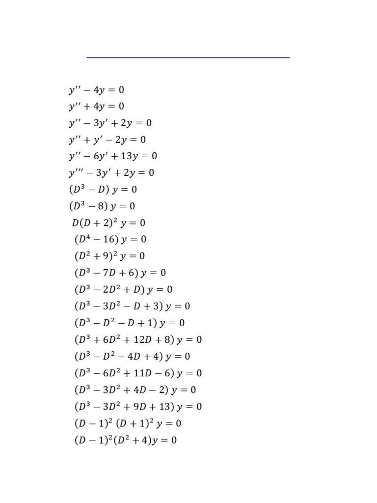 5 - Higher Order Differential Equations - Sheet | PDF