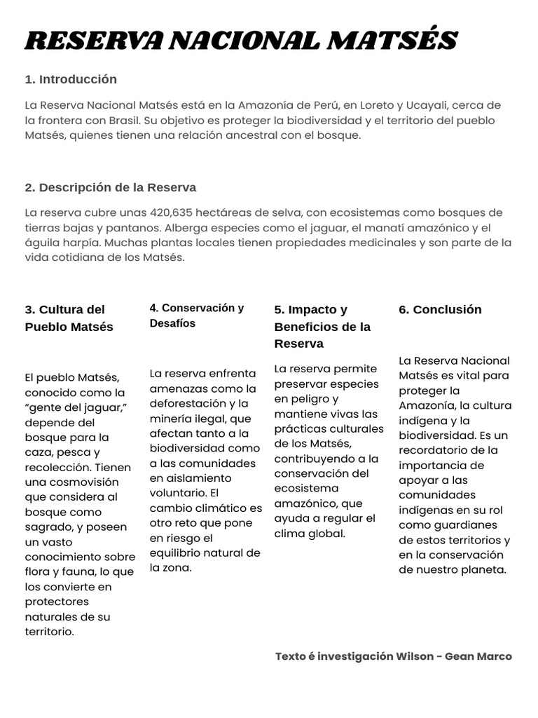 Reserva Nacional de Matses | PDF | Selva amazónica | Los bosques