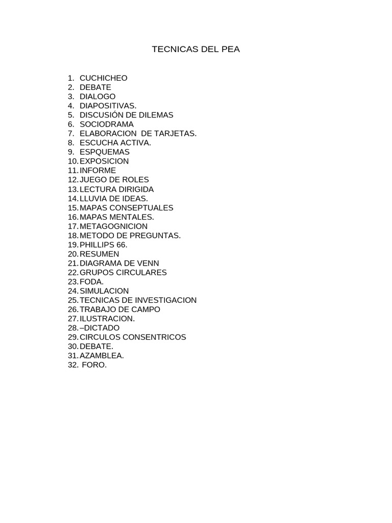 Tecnicas de Pea. | PDF