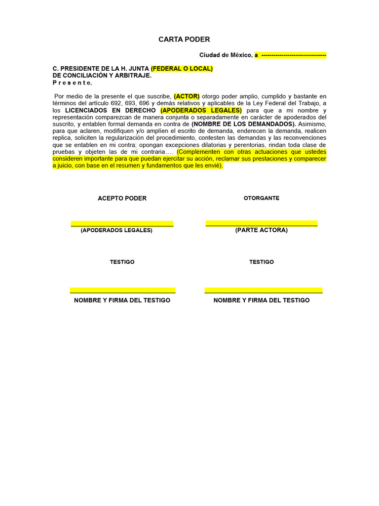 Carta Poder para Conciliación Laboral | PDF | Política | Ciencias sociales