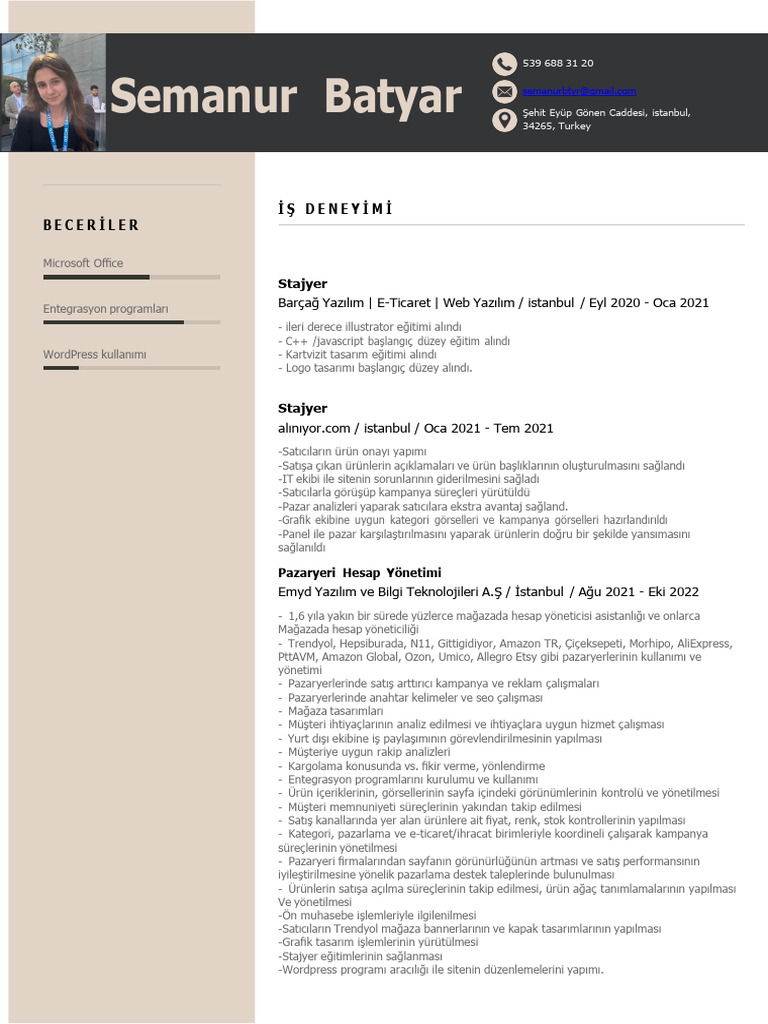 Semanur Batyar Cv-2 | PDF