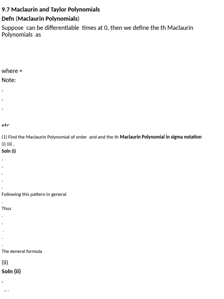 Maclaurin and Taylor Polynomials Explained | PDF | Teaching Methods ...
