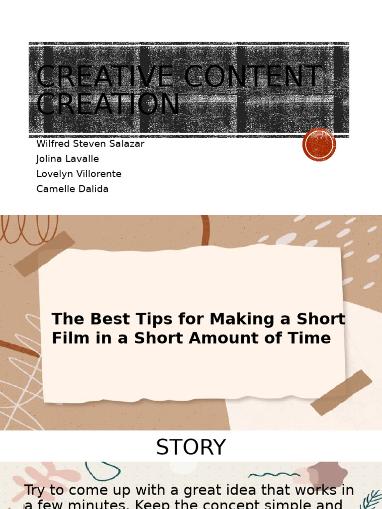 Module 9 (Jolina) Creative Content Creation | PDF | Essays | Cinematography