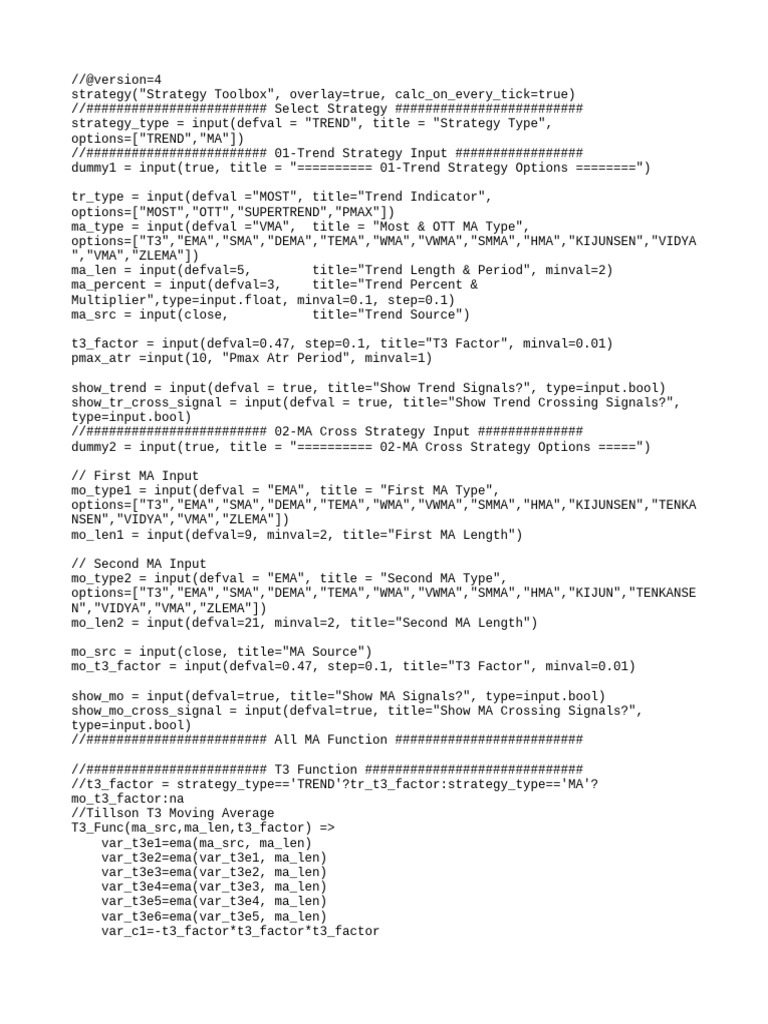 Strategy Toolbox Pdf Moving Average Parameter Computer Programming 