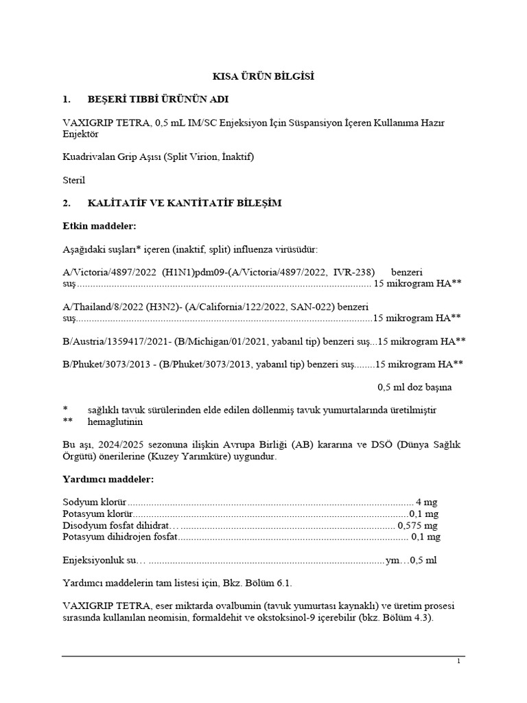 Vaxigrip Tetra 0 5 ML IM SC KUB 28-08-2023 | PDF