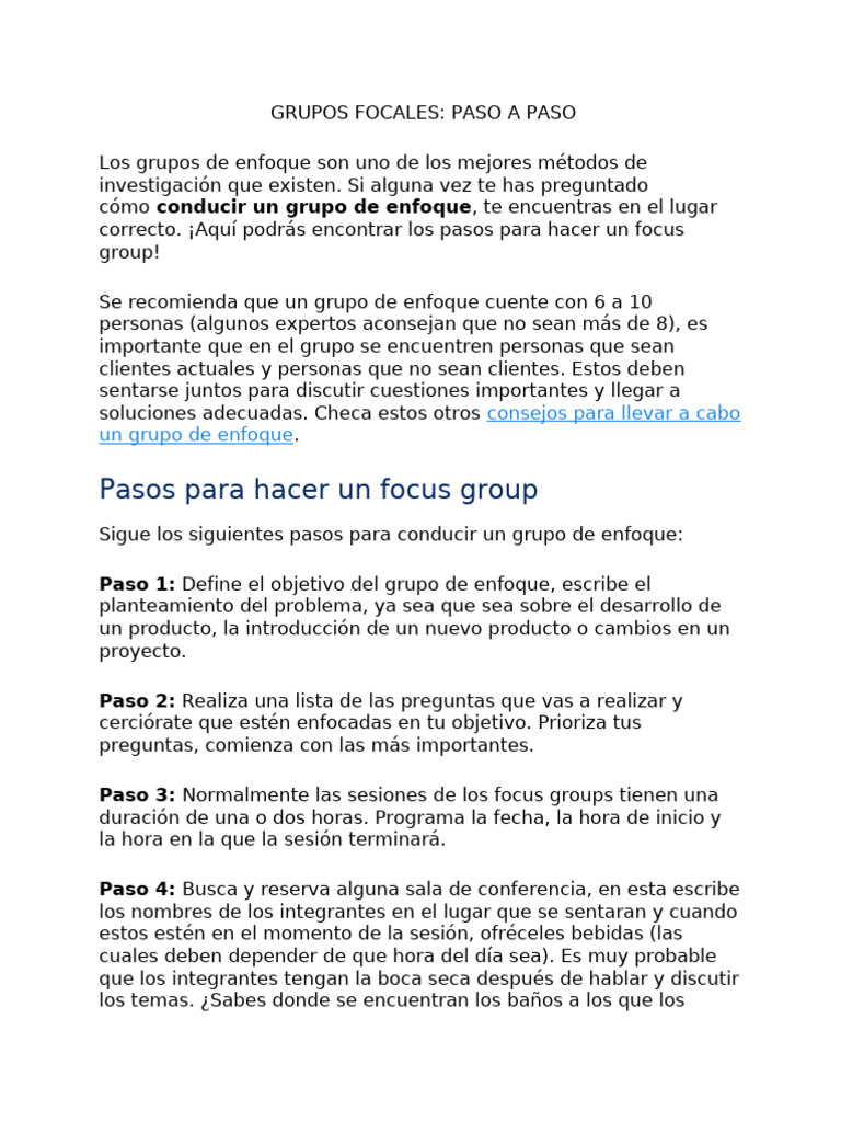 Guía Completa para Focus Groups | PDF | Grupo de enfoque