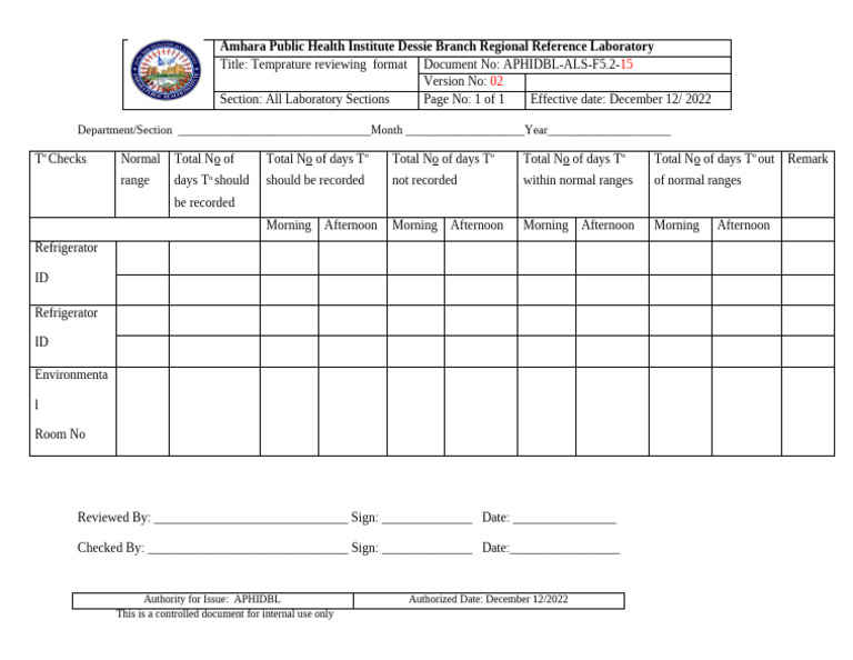 F5.2-15 Temperature Review Form - New Abe Dec | PDF | Finance & Money ...