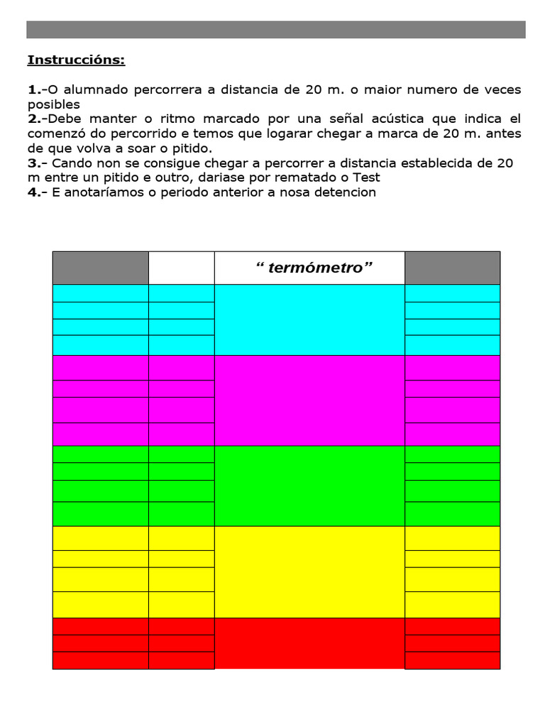 Test Course Navette 1º BACH | PDF