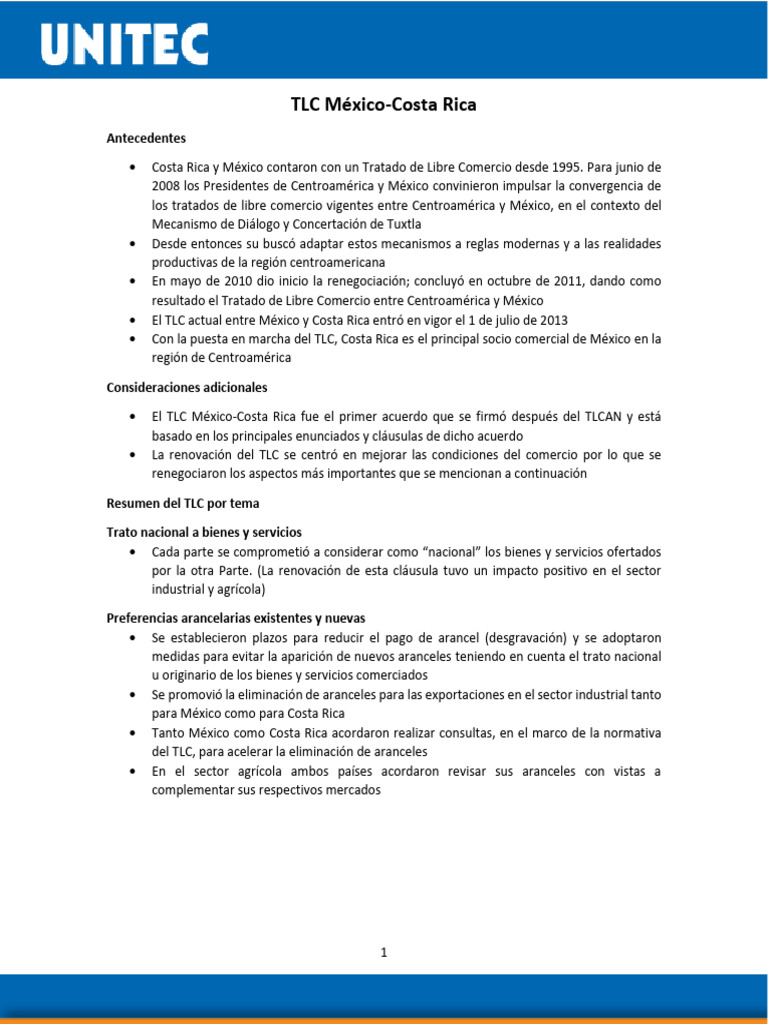 TLC México-Costa Rica | PDF | Tratado de Libre Comercio Norteamericano | Economias