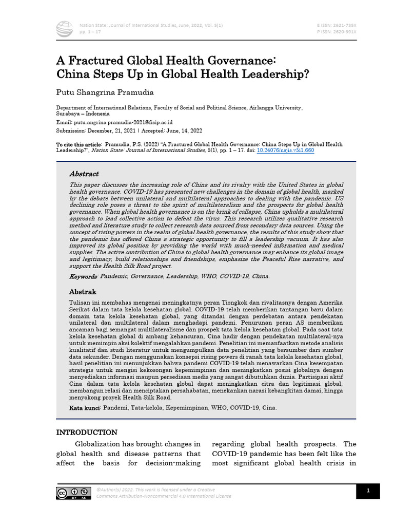 Fractured Global Health Governance | PDF | Governance | World Health ...