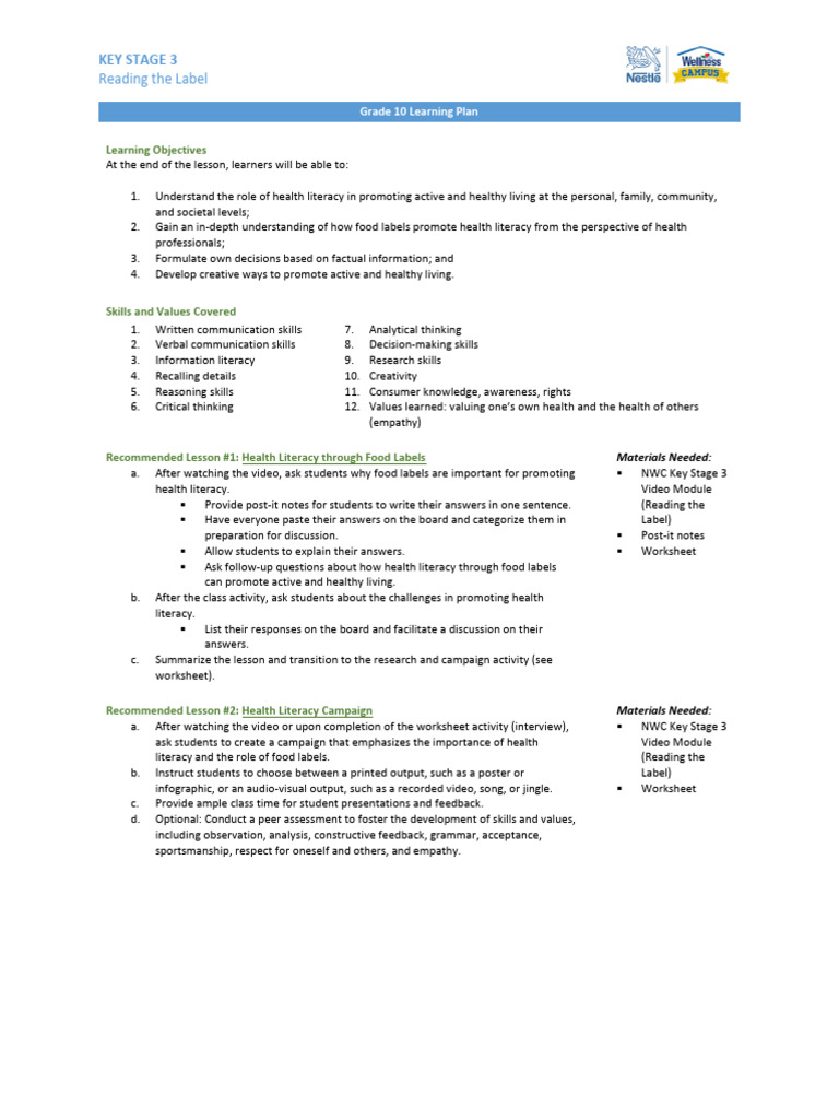 KS3 Grade 10 Learning Plan | PDF | Literacy | Learning