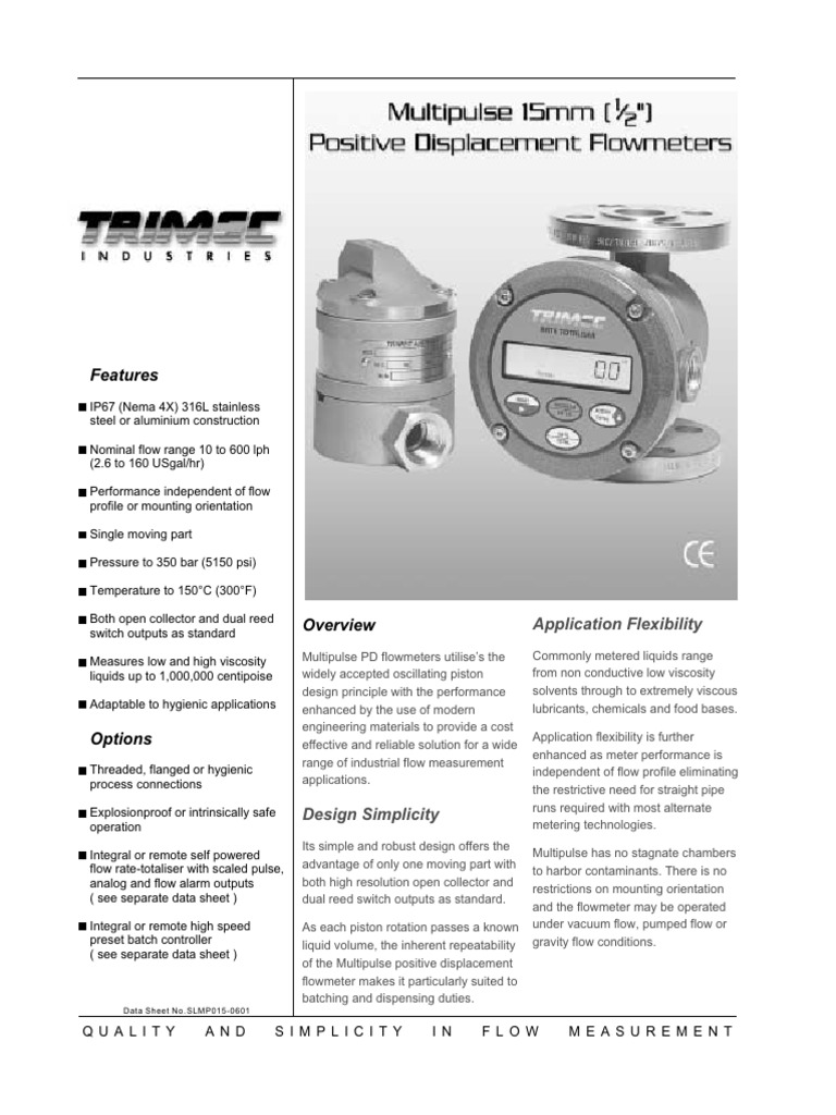 TRIMEC -Multipulse 15 | PDF | Flow Measurement | Viscosity