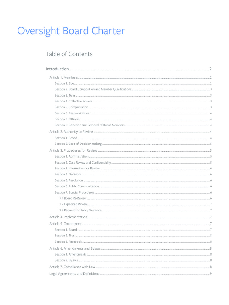 Oversight Board Charter | PDF