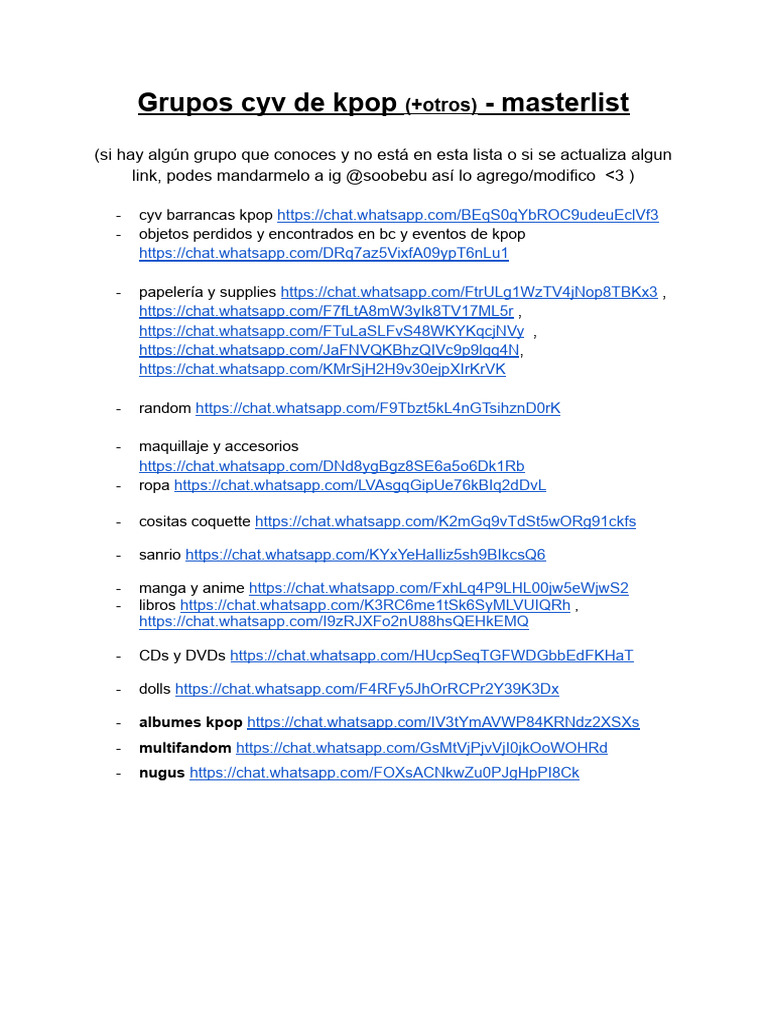 CyV KPOP Masterlist | PDF