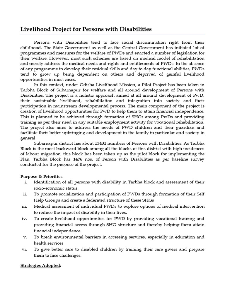 pwd_piolt | PDF | Disability | Welfare