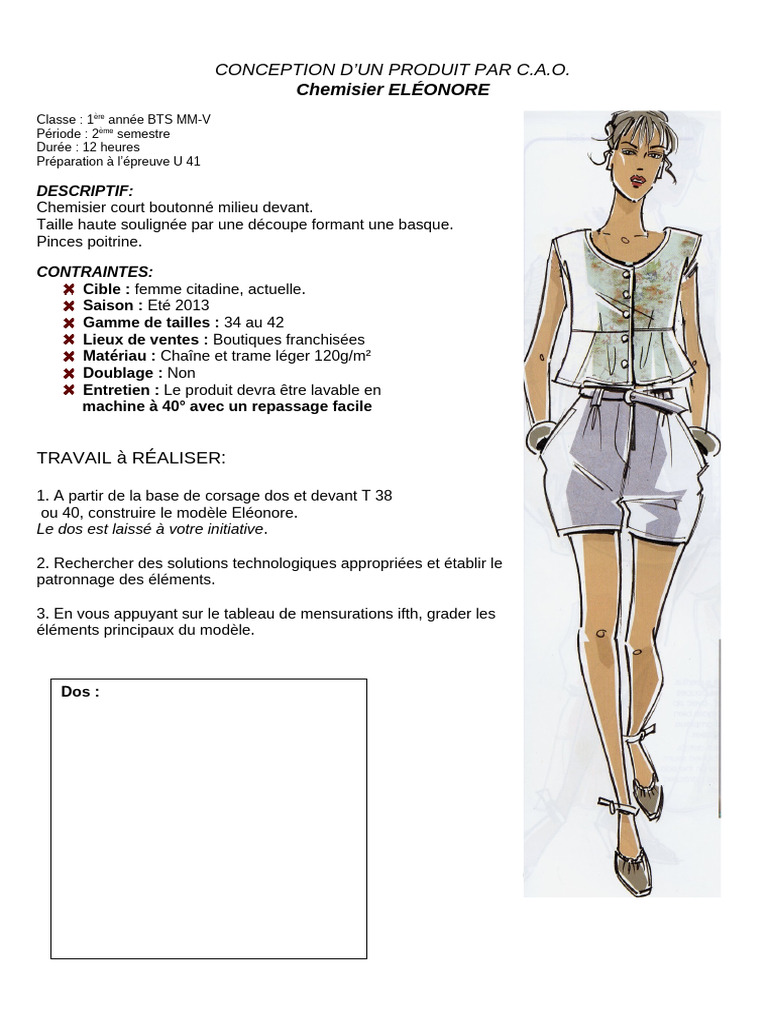 Conception du Chemisier Éléonore en CAO | PDF | Conception assistée par ...